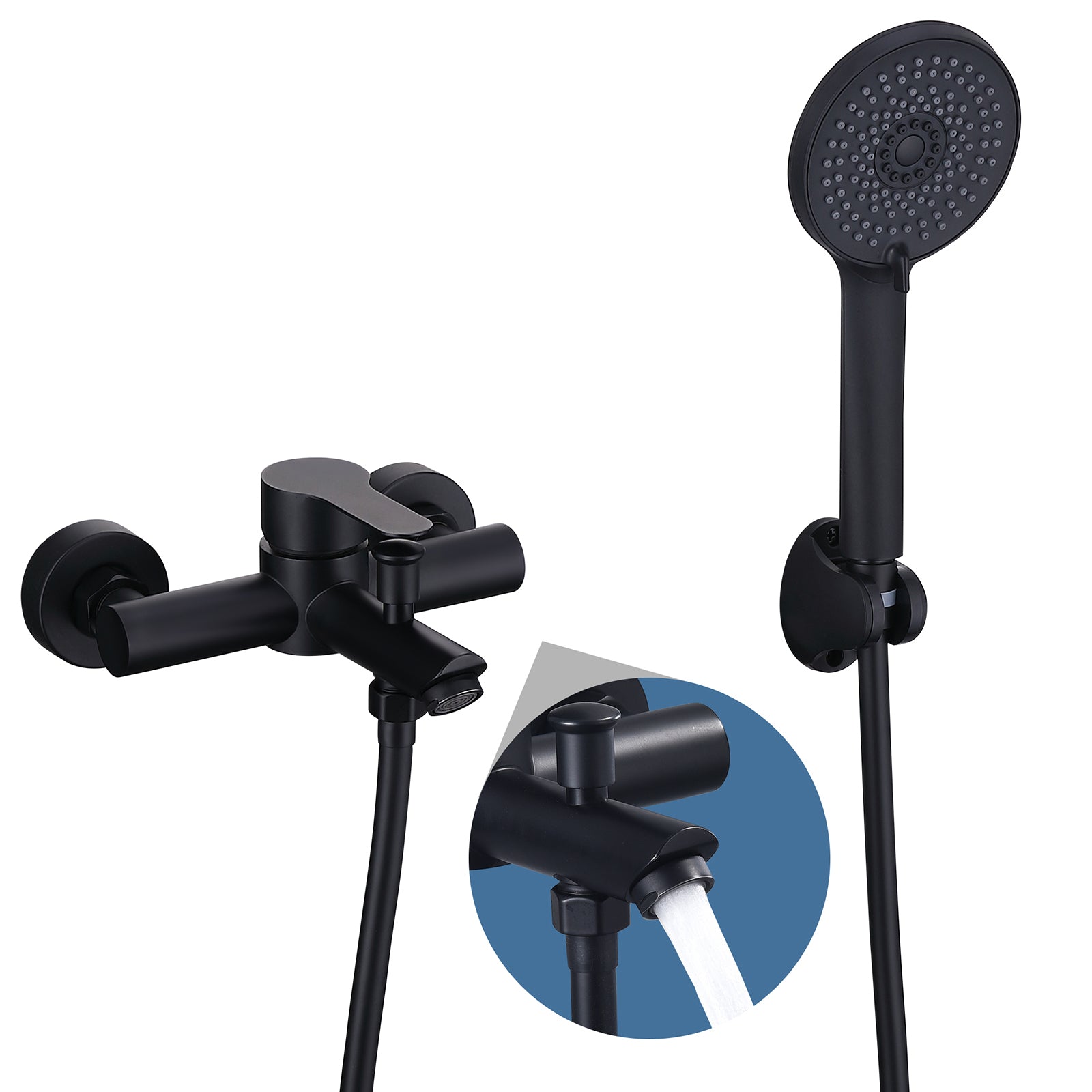 Homelody Wannenarmatur Badewannenarmatur Set Schwarz mit 4-strahliger ...