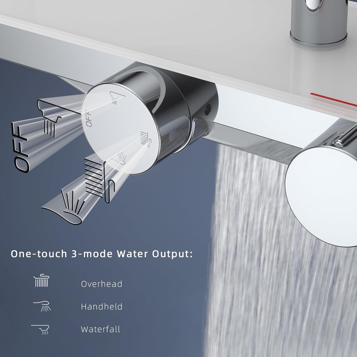 HOMELODY Duschsystem mit Thermostat und Glasablage - Duscharmatur Komp ...